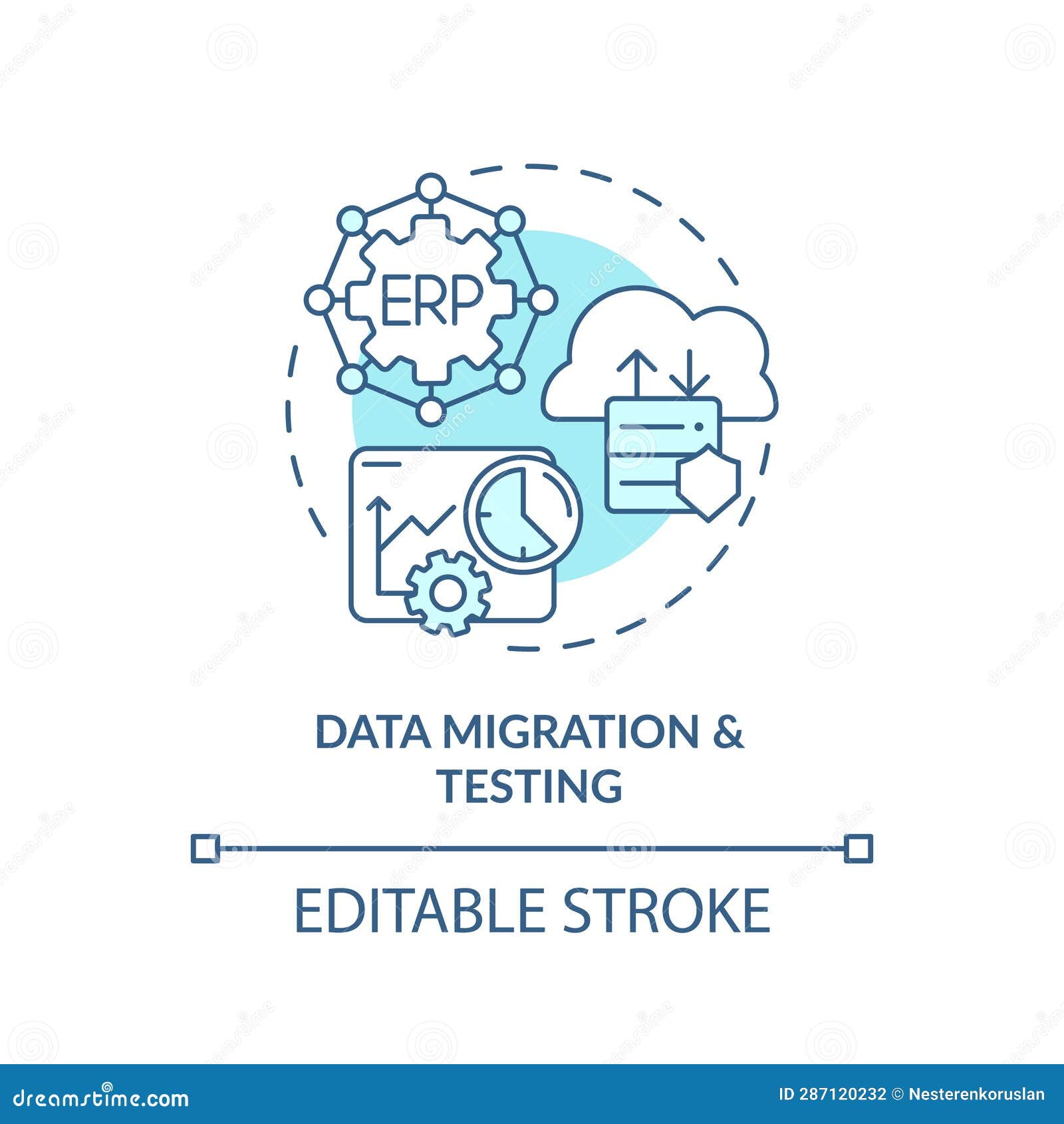 2D Data Migration and Testing Blue Icon Concept Stock Illustration ...