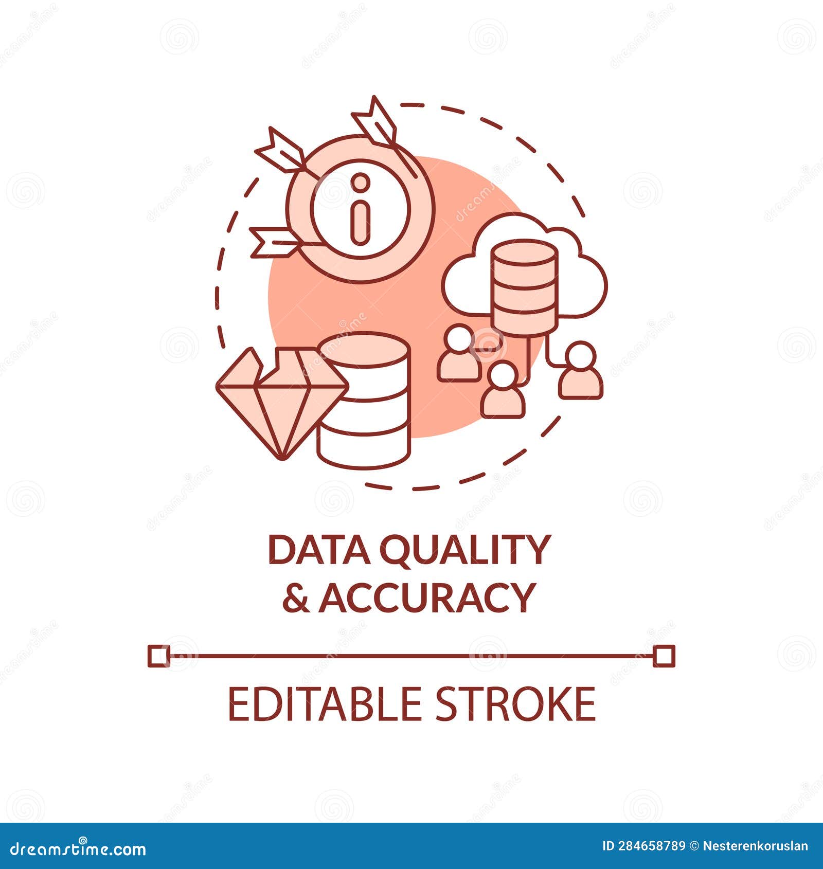 2D Data Quality and Accuracy Concept Linear Icon Stock Vector ...