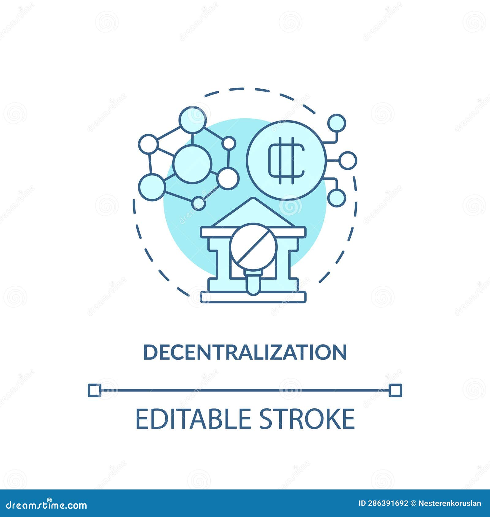 2D Decentralization Blue Line Icon Concept Stock Illustration ...