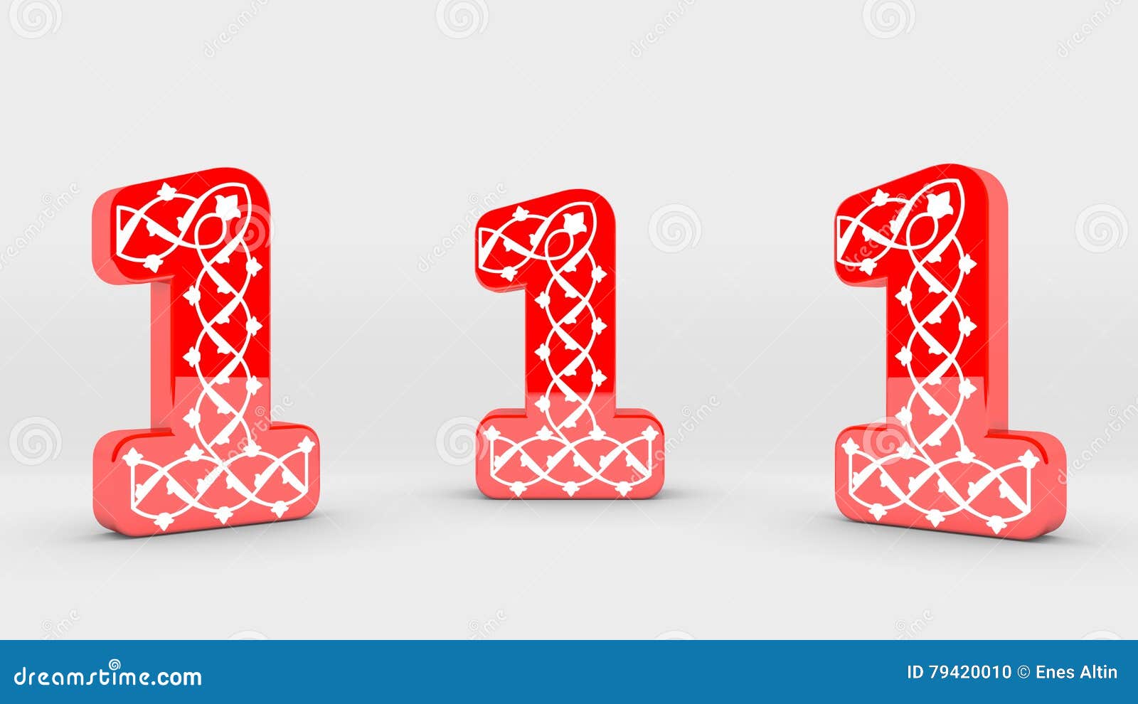 3d Decoration Red Number Collection - 1 Stock Illustration ...