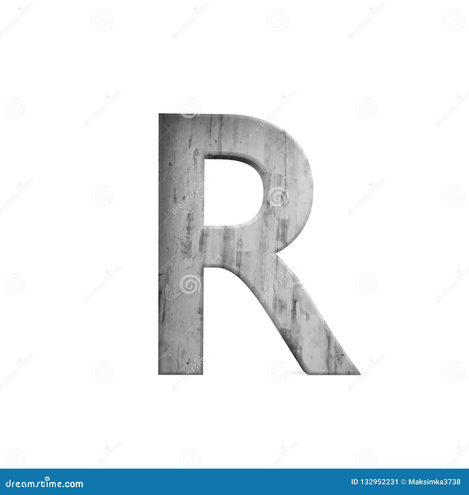 3D Decorative Concrete Alphabet, Capital Letter R. Stock Illustration ...