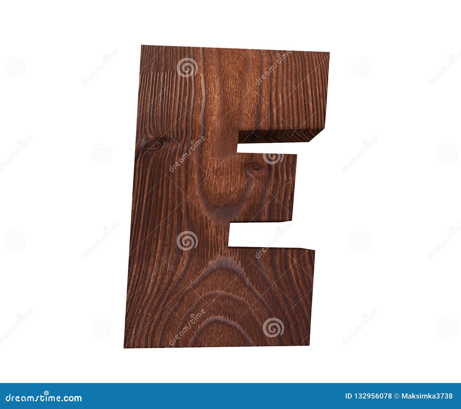 3D Decorative Wooden Alphabet, Capital Letter E. Stock Photo - Image of ...