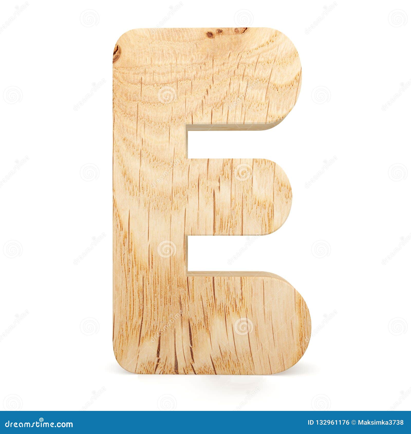 3D Decorative Wooden Alphabet, Capital Letter E. Stock Illustration ...