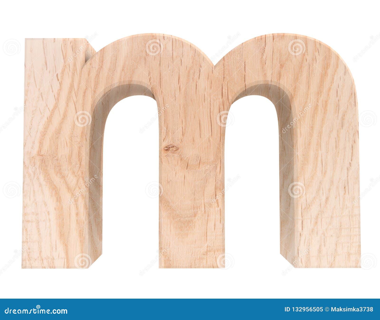 3D Decorative Wooden Alphabet, Lowercase Letter M. Stock Image - Image ...