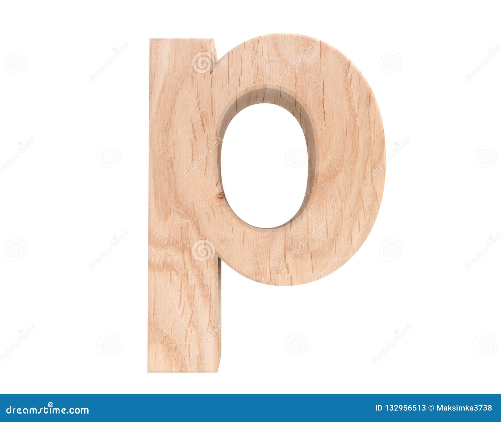 3D Decorative Wooden Alphabet, Lowercase Letter P. Stock Image - Image ...