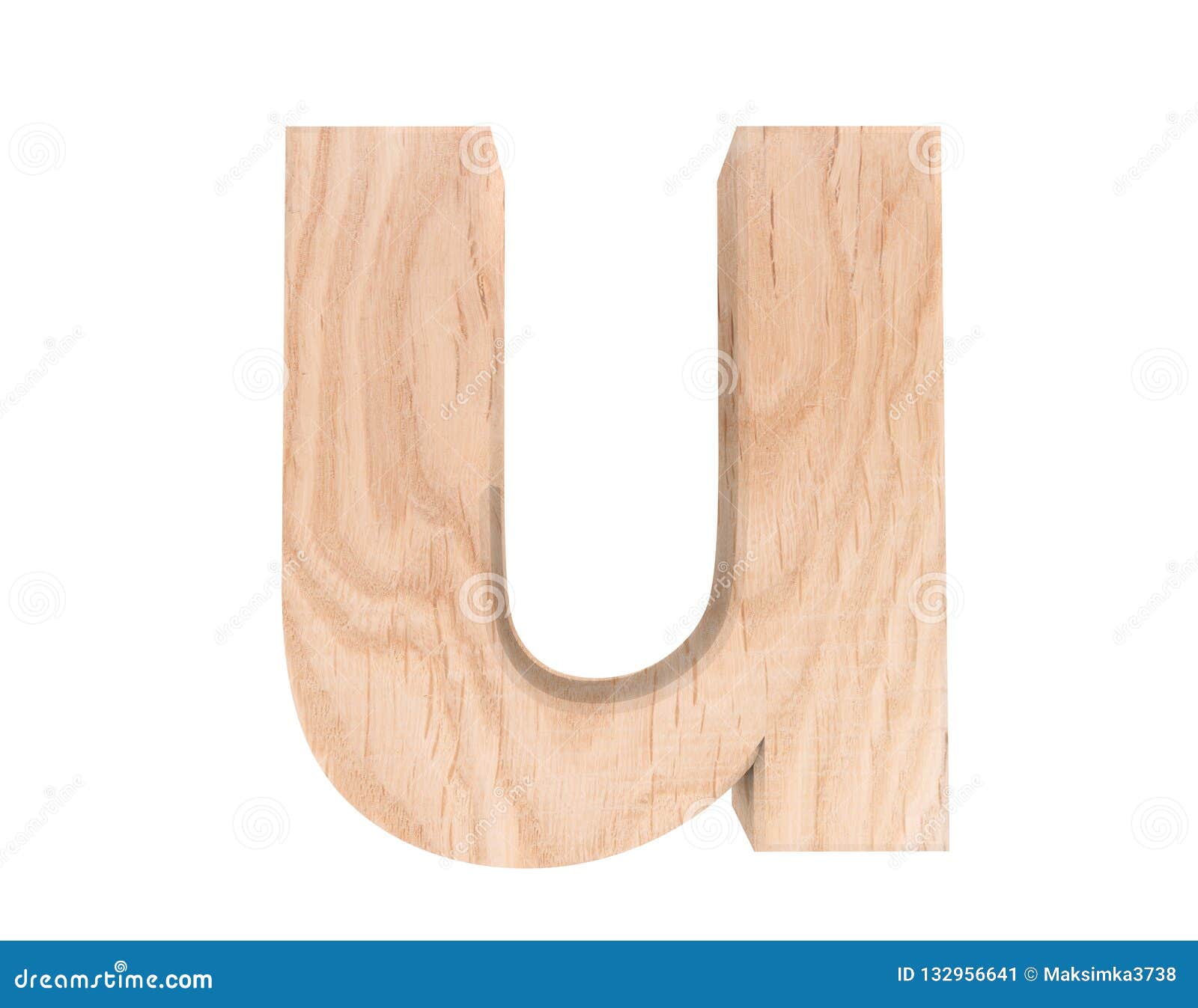 3D Decorative Wooden Alphabet, Lowercase Letter U. Stock Image - Image ...