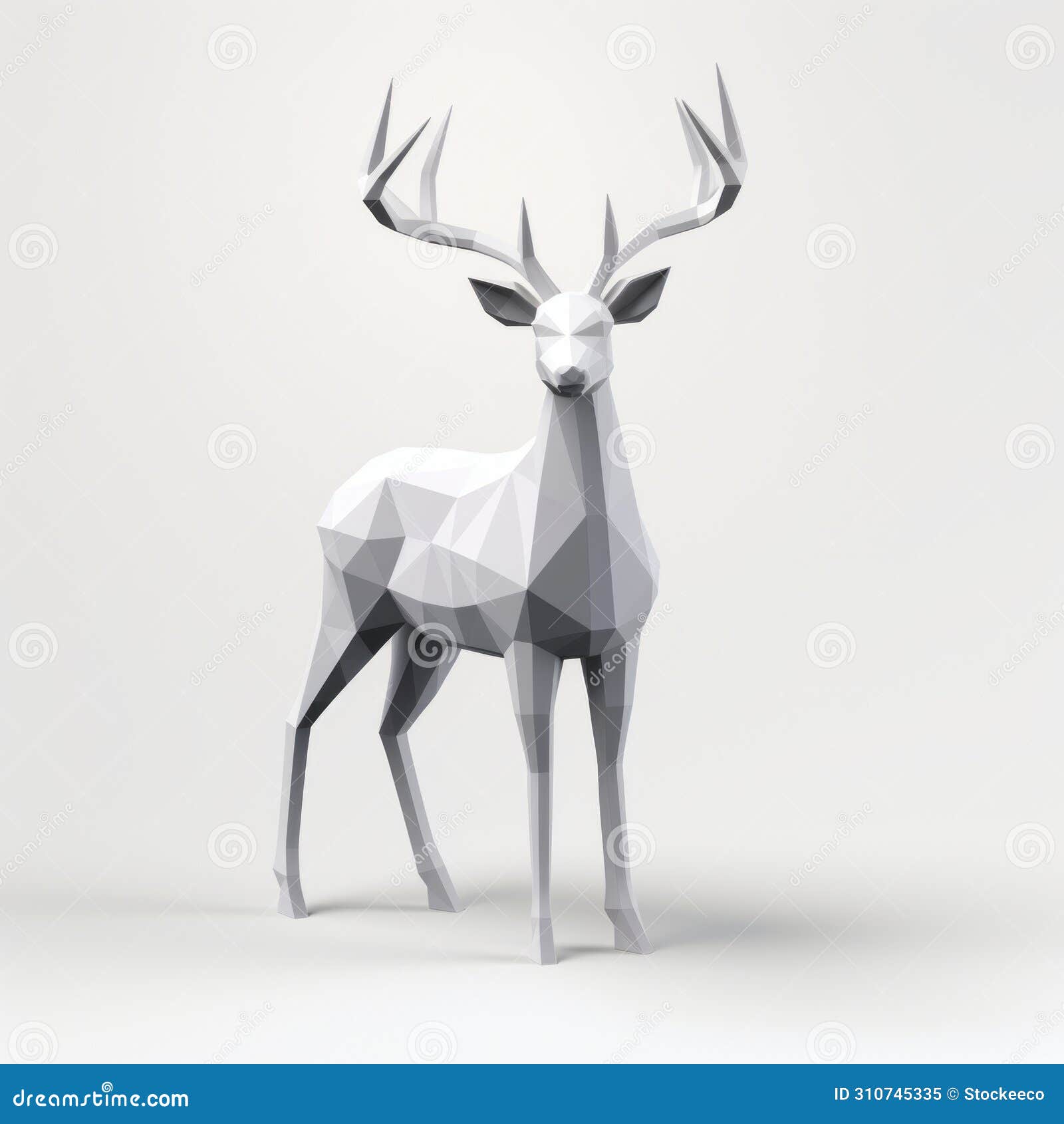 Minimalist 3d Deer Model in Cel Shaded Style on White Background Stock ...