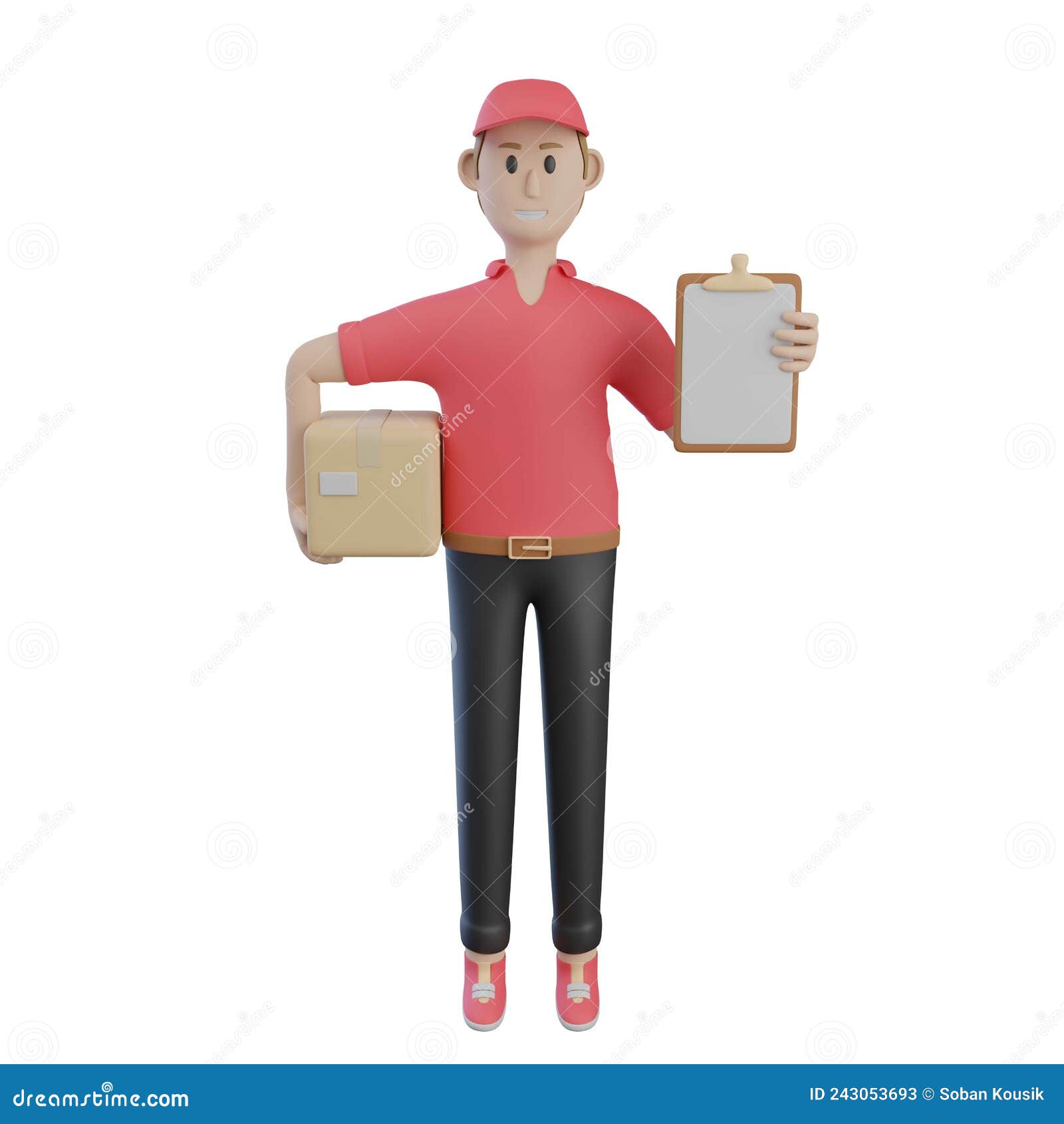 3D Delivery Agent with Parcel Illustration Stock Image - Illustration ...