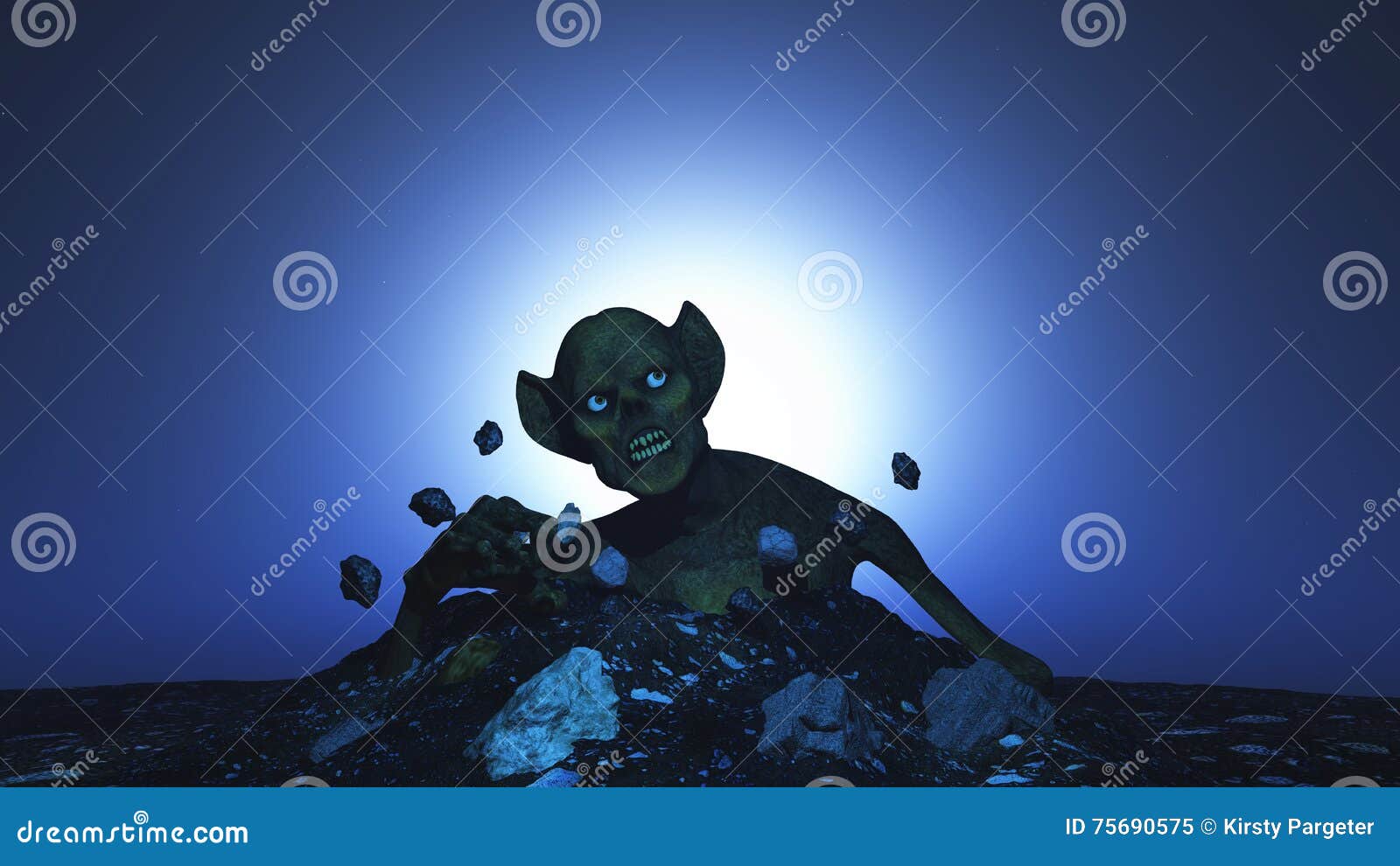 3D Demon Erupting from the Ground Stock Illustration - Illustration of ...