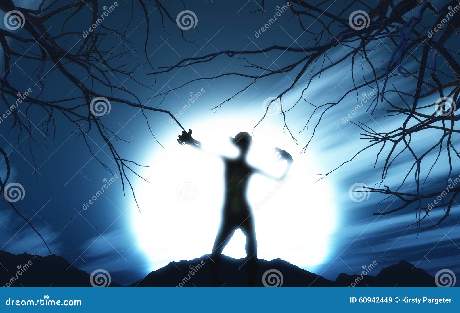 3D Demonic Figure Emerging from the Fog Stock Illustration ...