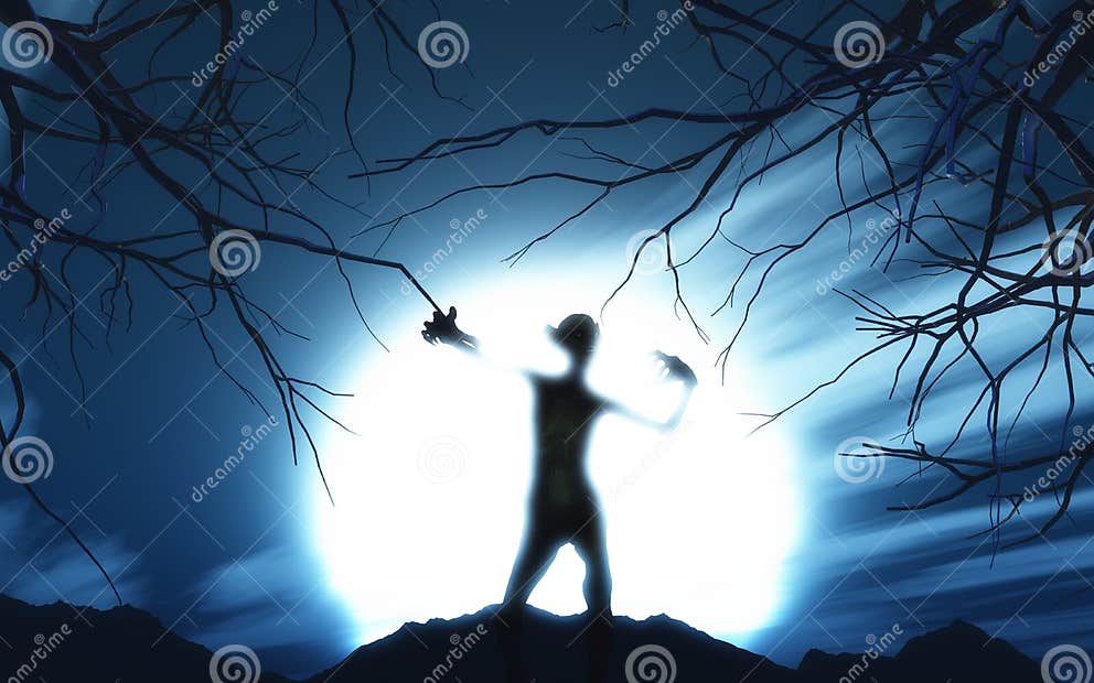 3D Demonic Figure Emerging from the Fog Stock Illustration ...