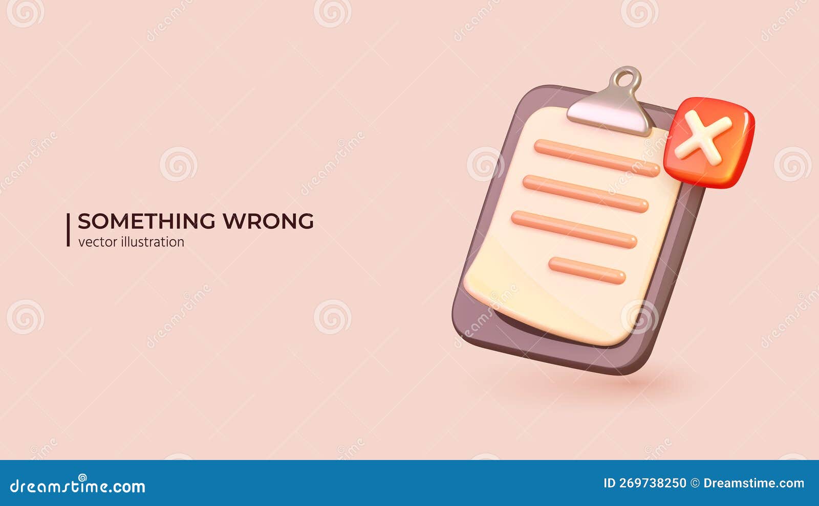 3D Denied Checklist Concept. Vector Illustration Stock Vector ...