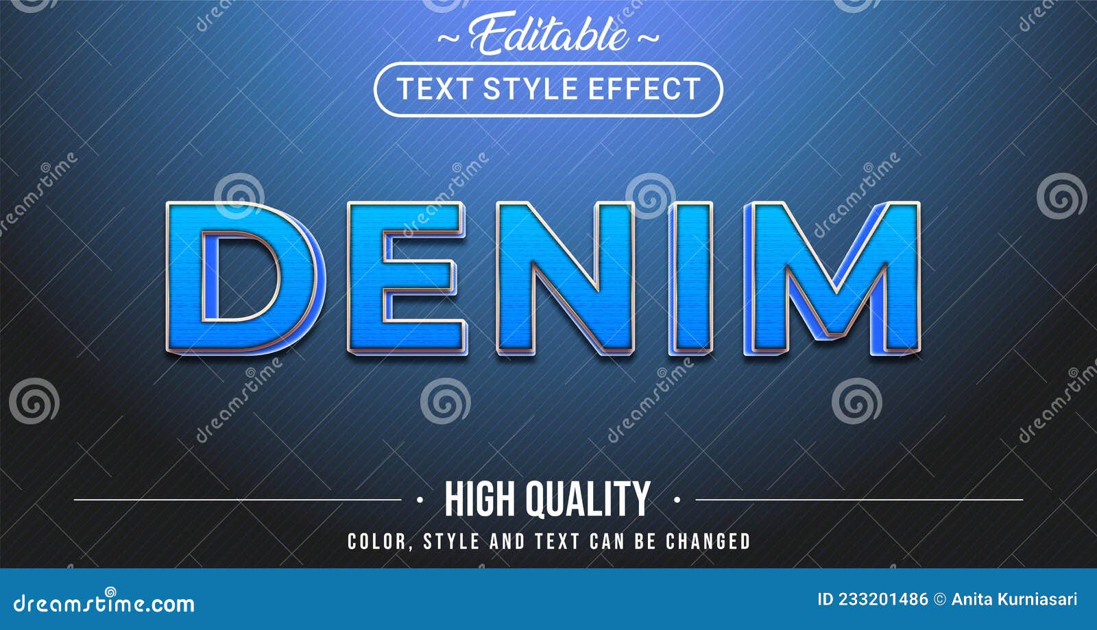 3D Denim Text Effect - Editable Text Effect Stock Vector - Illustration ...
