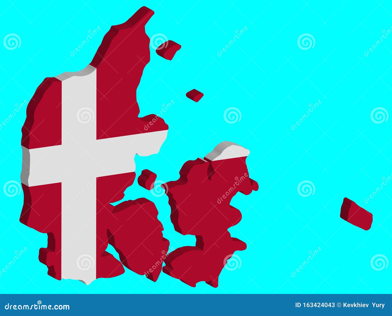 3D Denmark Map Flag Vector Illustration. EPS10 Stock Vector ...