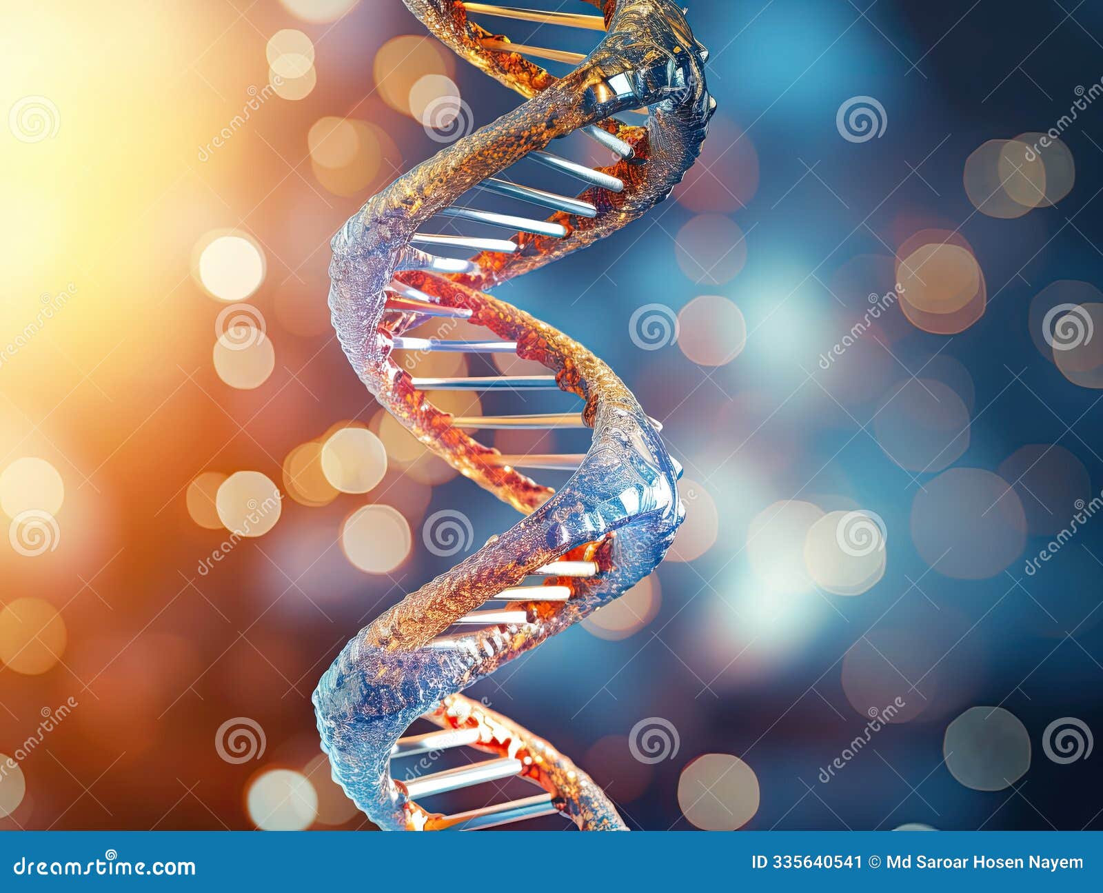 3D Depiction of a DNA Molecule Set Against a Captivating Background ...