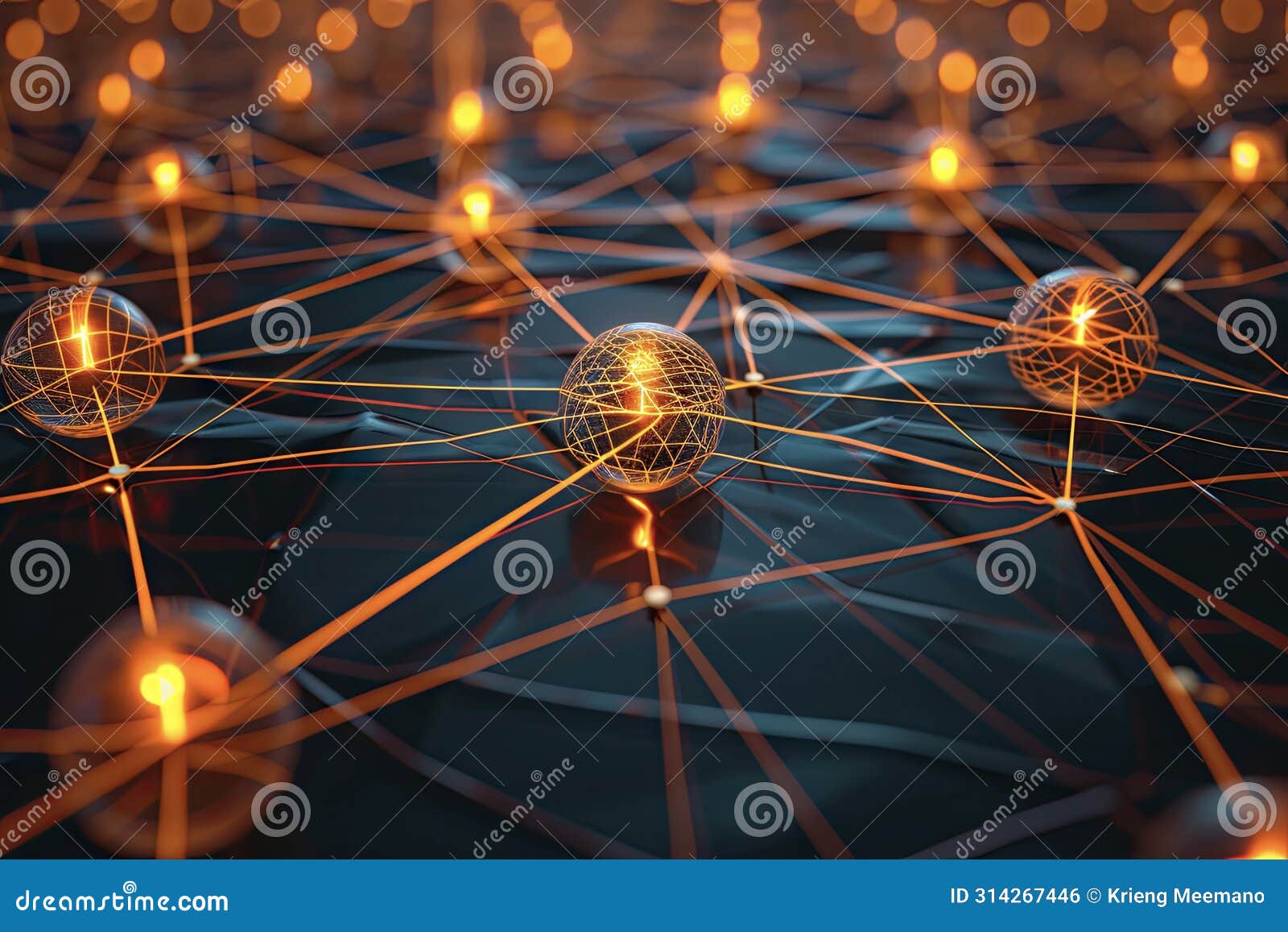 3D Depiction Illustrates Expanding Business Network Detailed Nodes ...