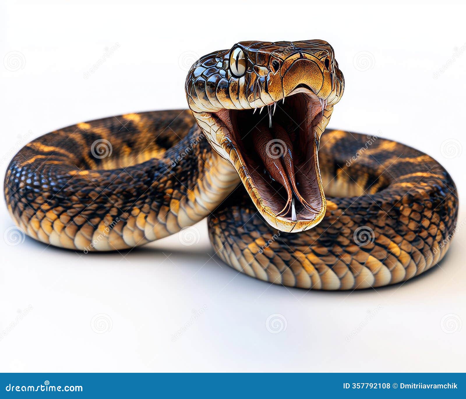 A 3D Depiction of a Large Golden Python Snake, Isolated on a White ...