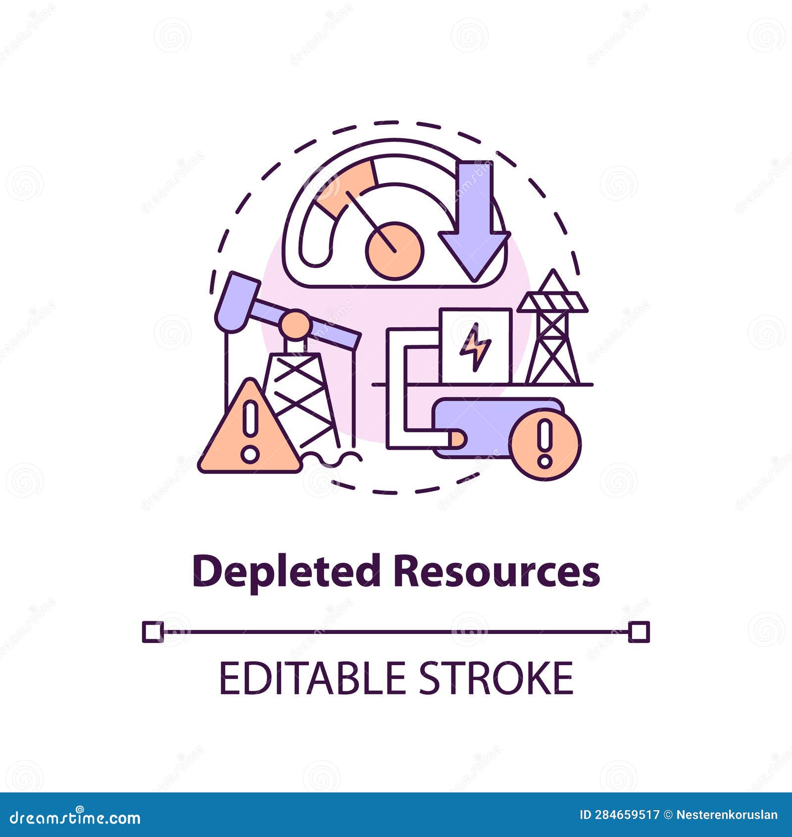 2D Depleted Resources Concept Icon Stock Vector - Illustration of ...