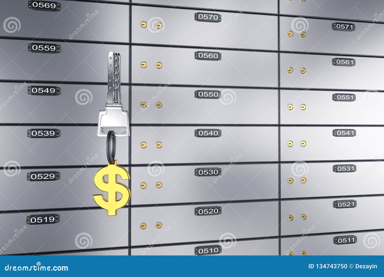 3D Deposit Boxes with Key. Safe Lockers Stock Illustration ...
