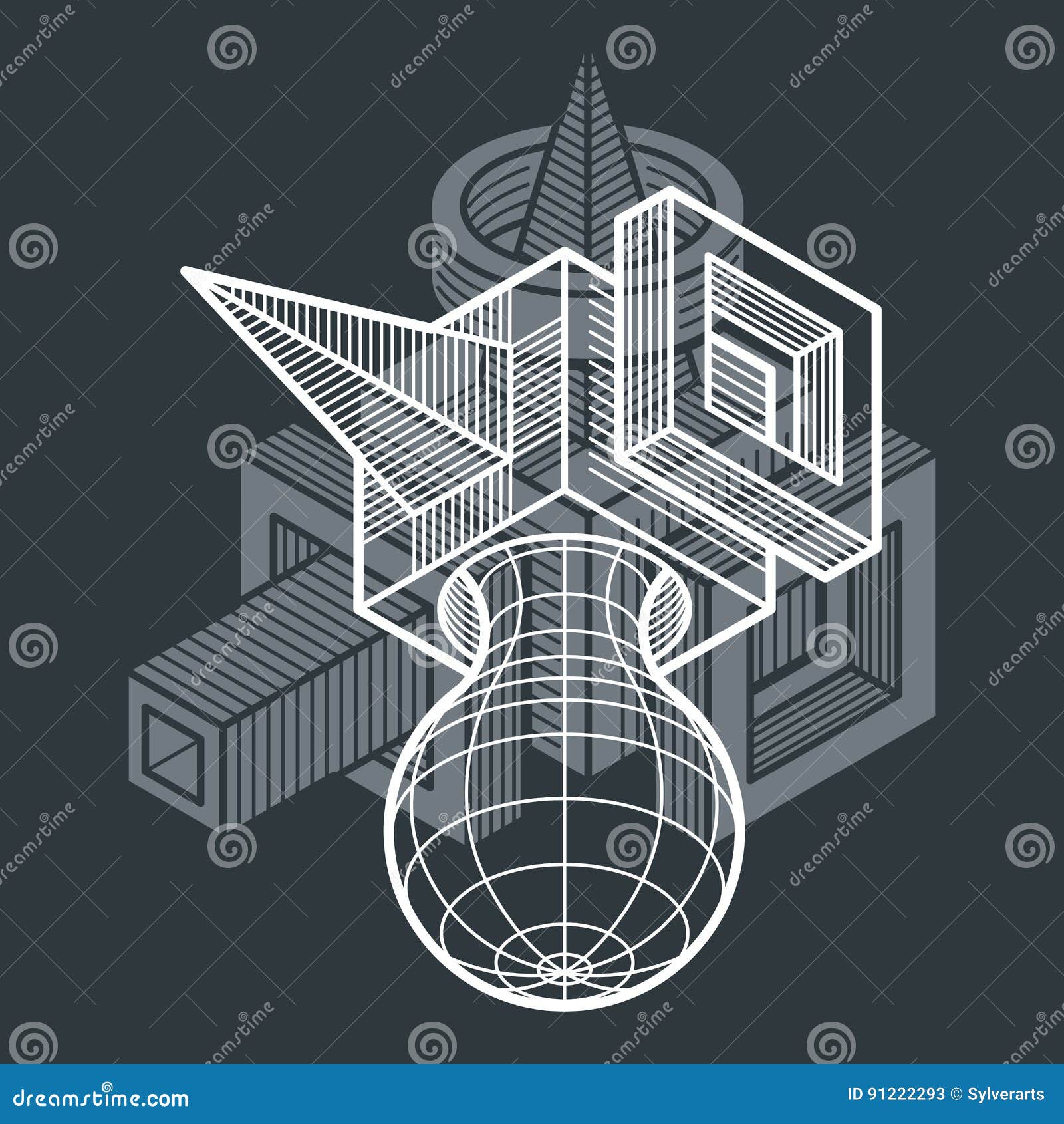 3D Design, Abstract Dimensional Cube Shape. Stock Illustration ...