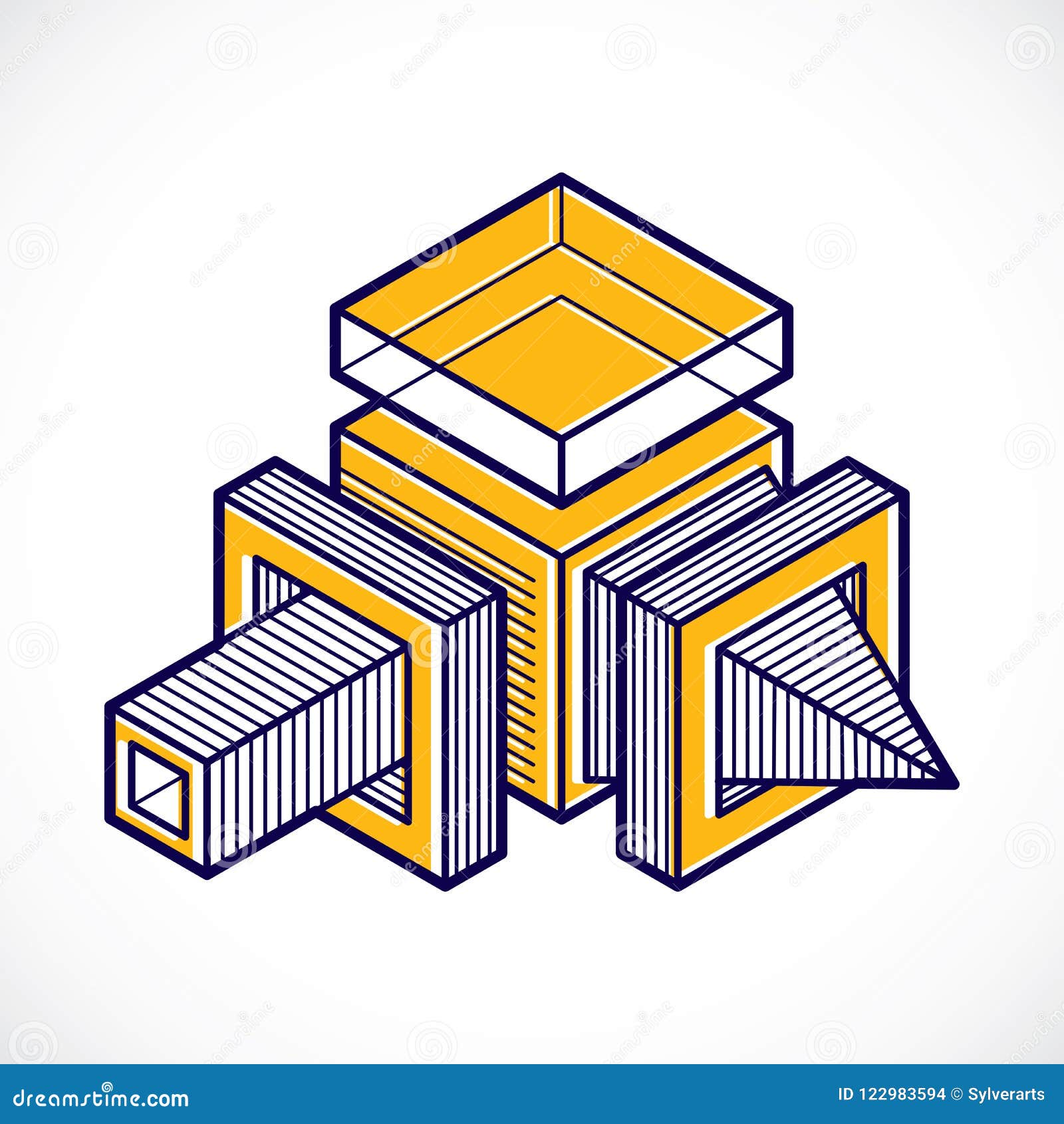 3D Design, Abstract Vector Dimensional Cube Shape. Stock Vector ...