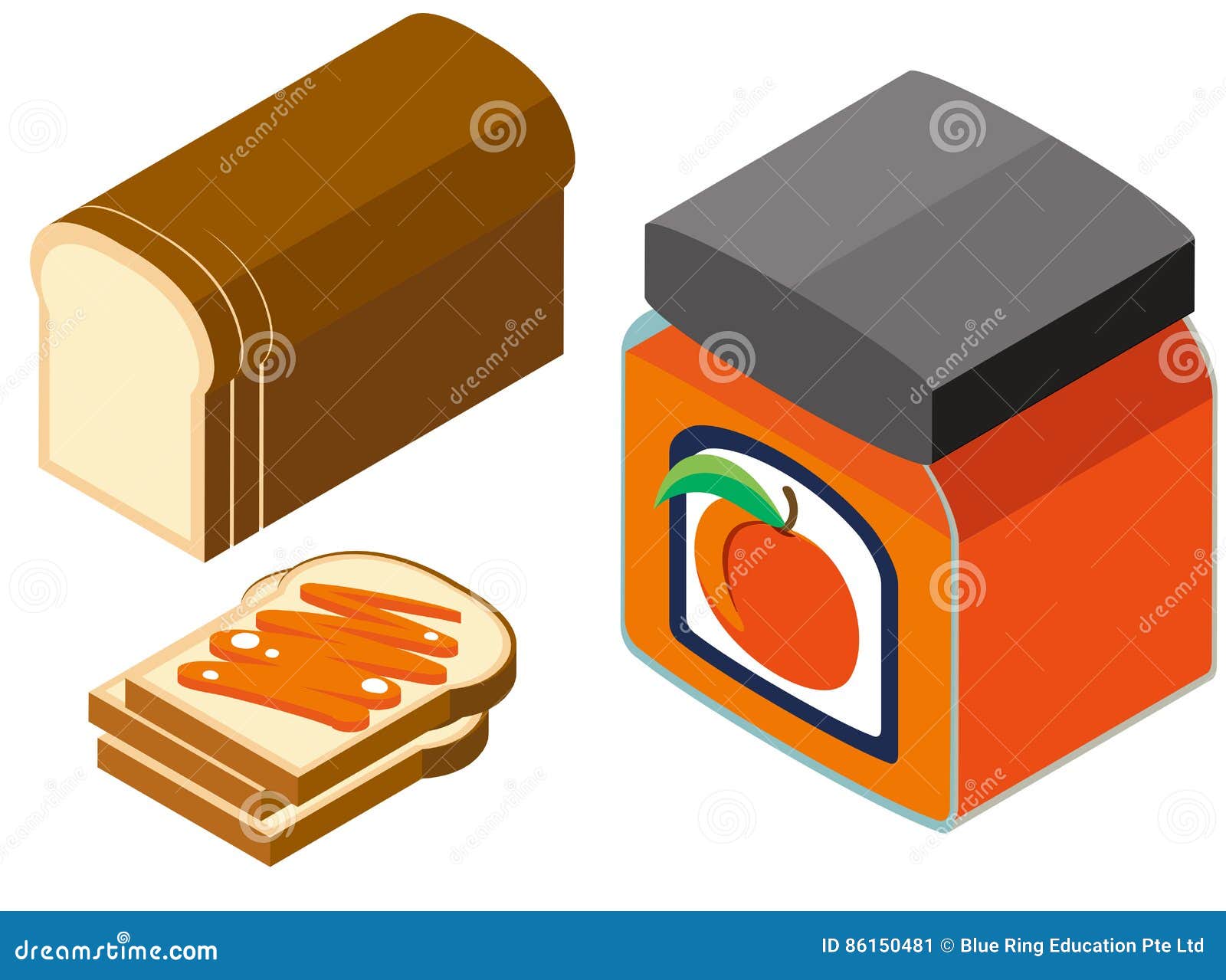 3D Design for Bread and Jam Stock Vector - Illustration of isometric ...