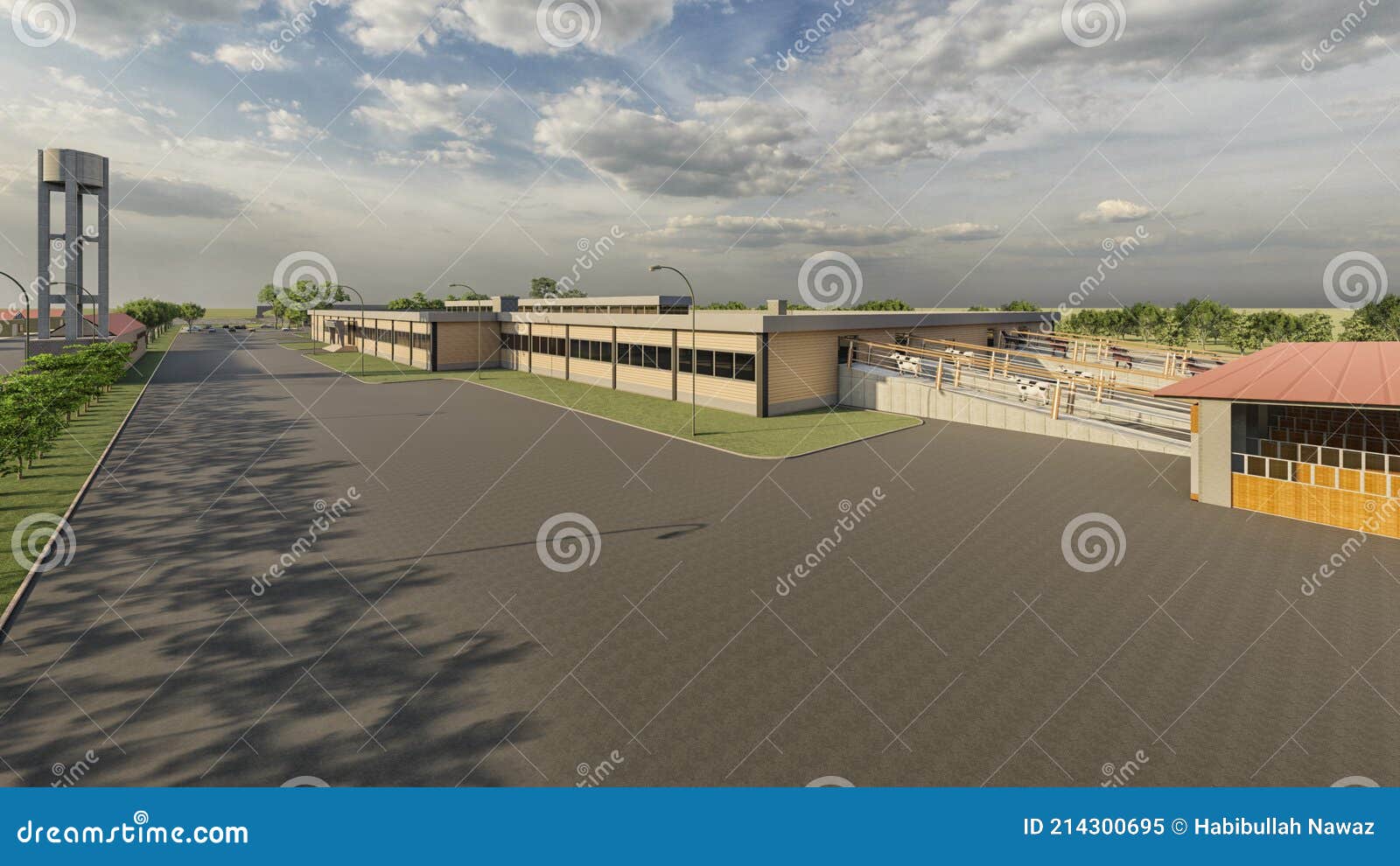 3D Design Cattle Slaughterhouse Using Lumion â€“ Front Elevation Stock ...