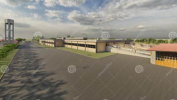 3D Design Cattle Slaughterhouse Using Lumion â€“ Front Elevation Stock ...