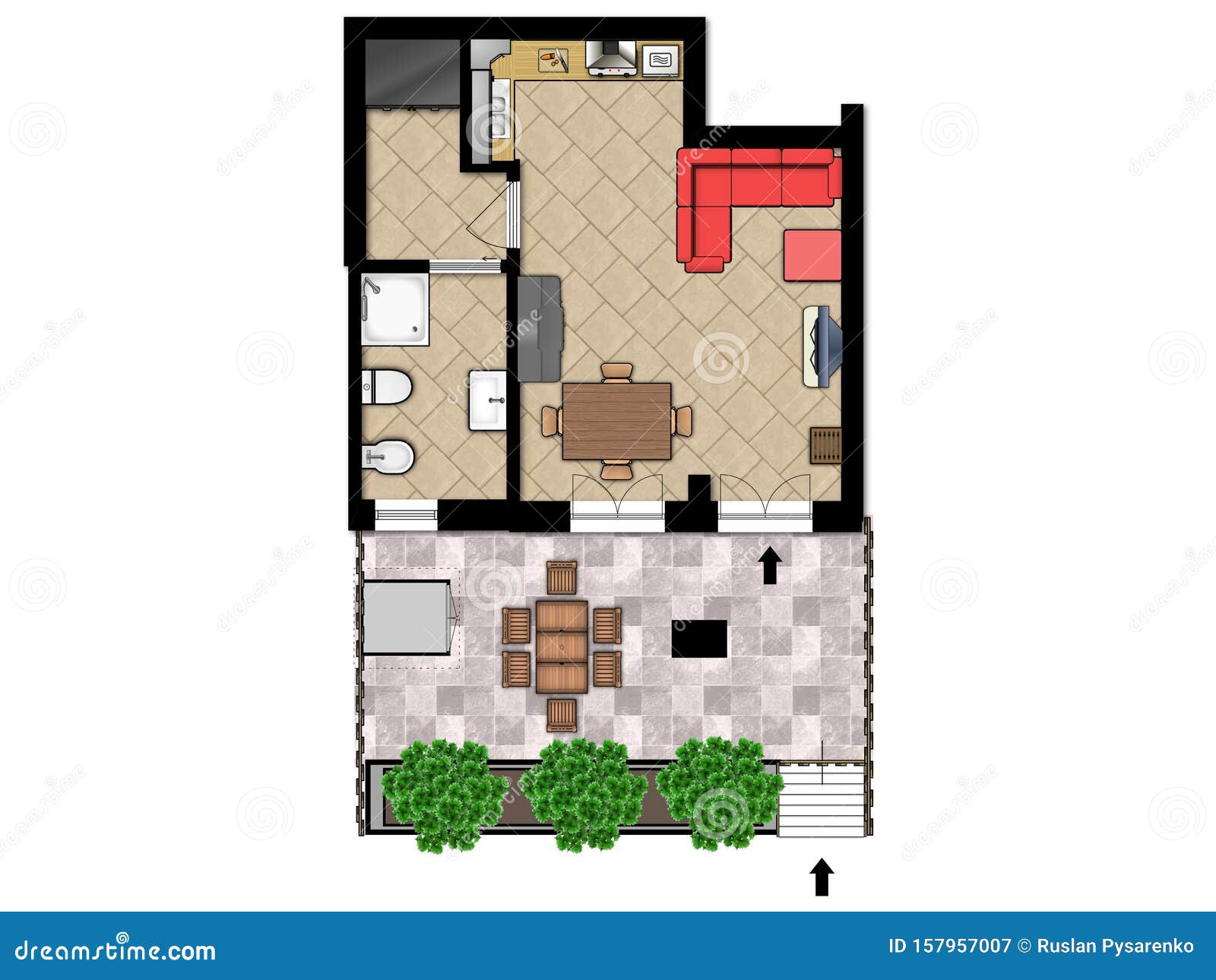 Color Floor Plan. Illustration Floor Plan Stock Illustration ...
