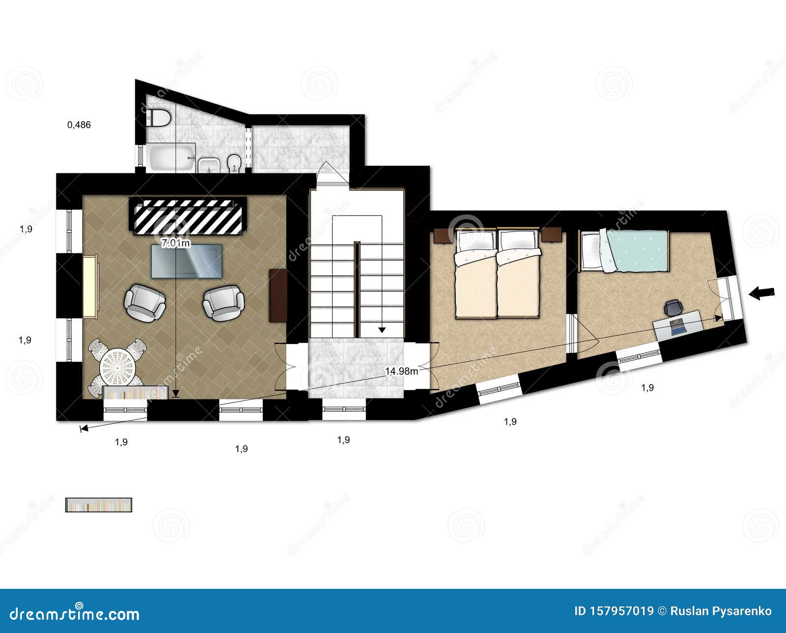 Color Floor Plan. Illustration Floor Plan Stock Illustration ...
