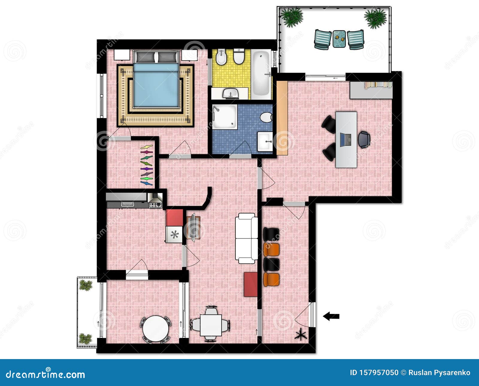 Color Floor Plan. Illustration Floor Plan Stock Illustration ...