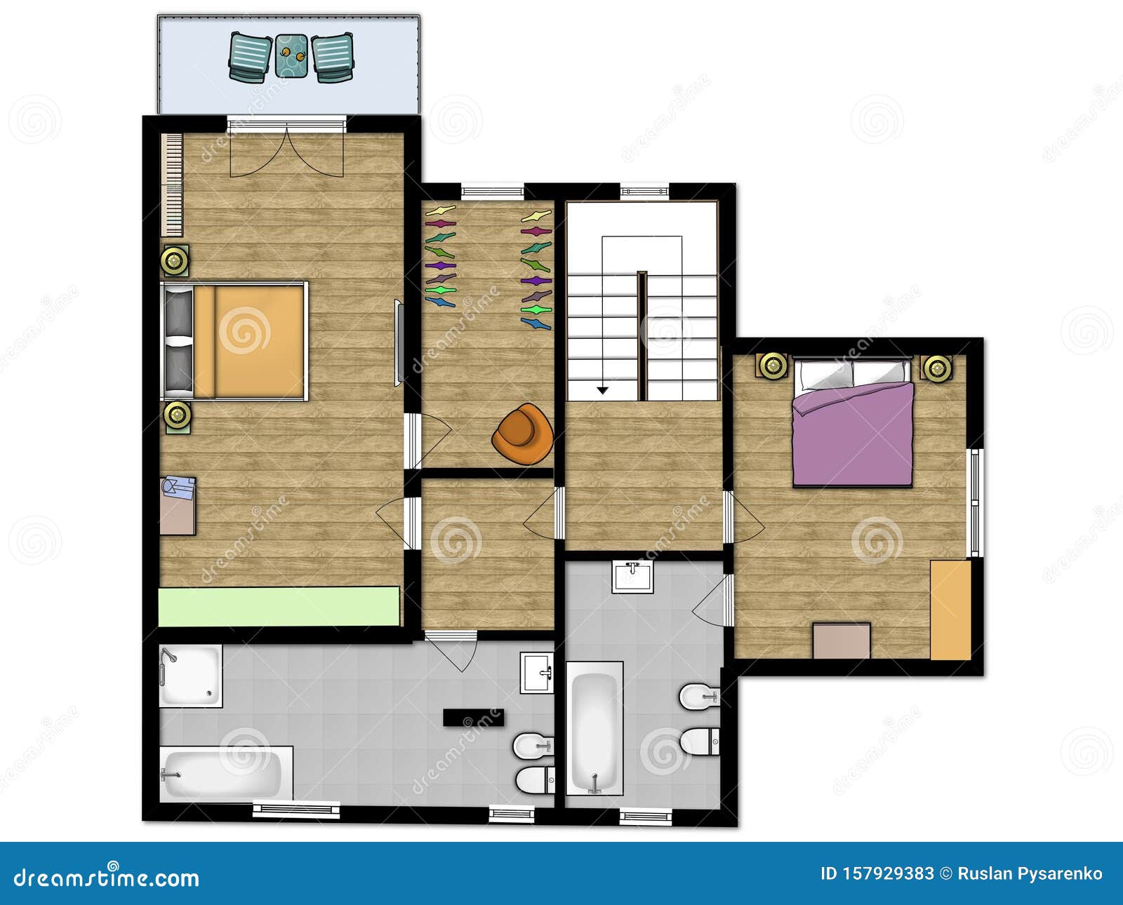 Floor Plan 2d. Black&white Floor Plan. Stock Illustration ...