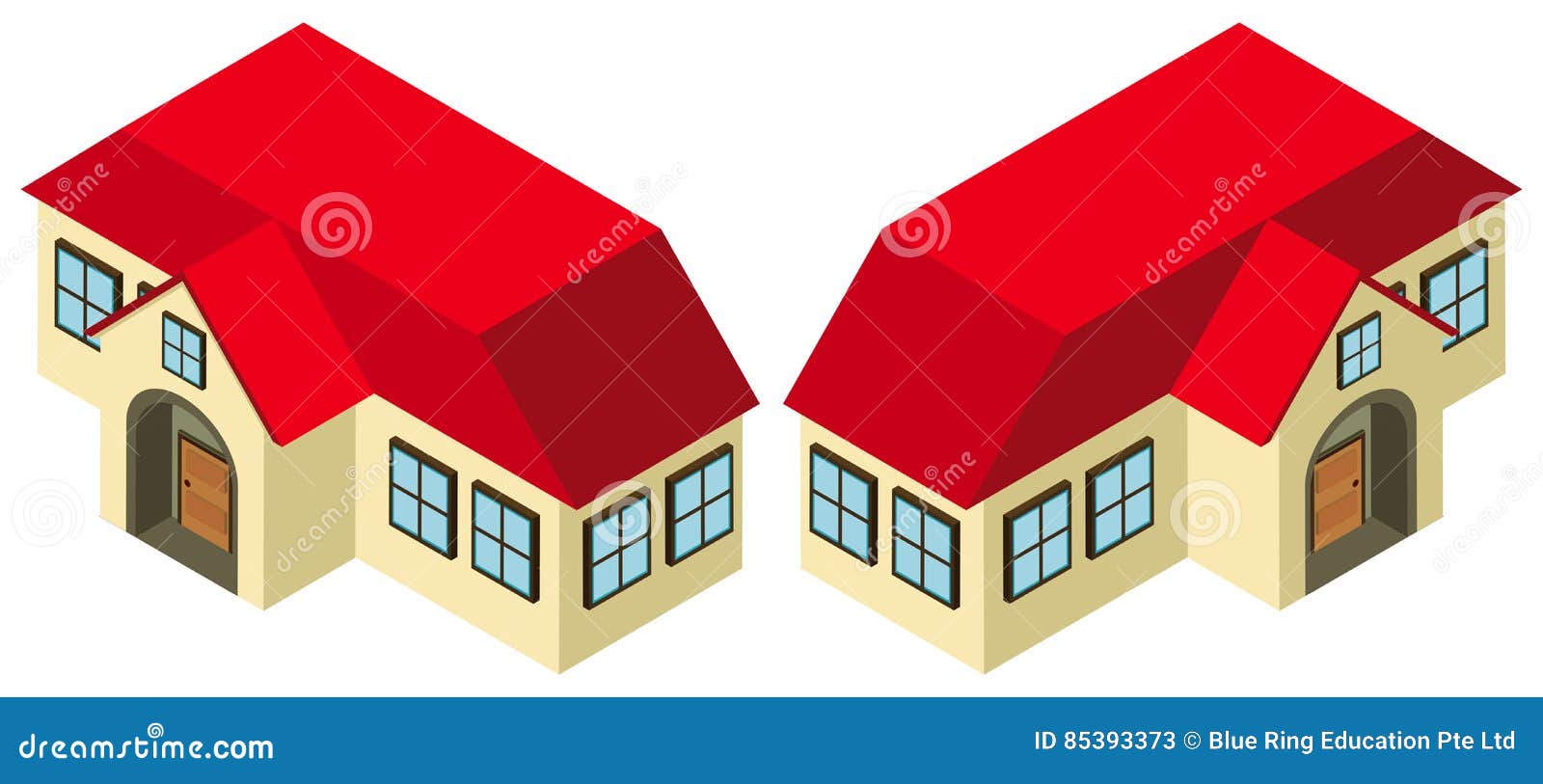 3D Design for House with Red Roof Stock Vector - Illustration of ...