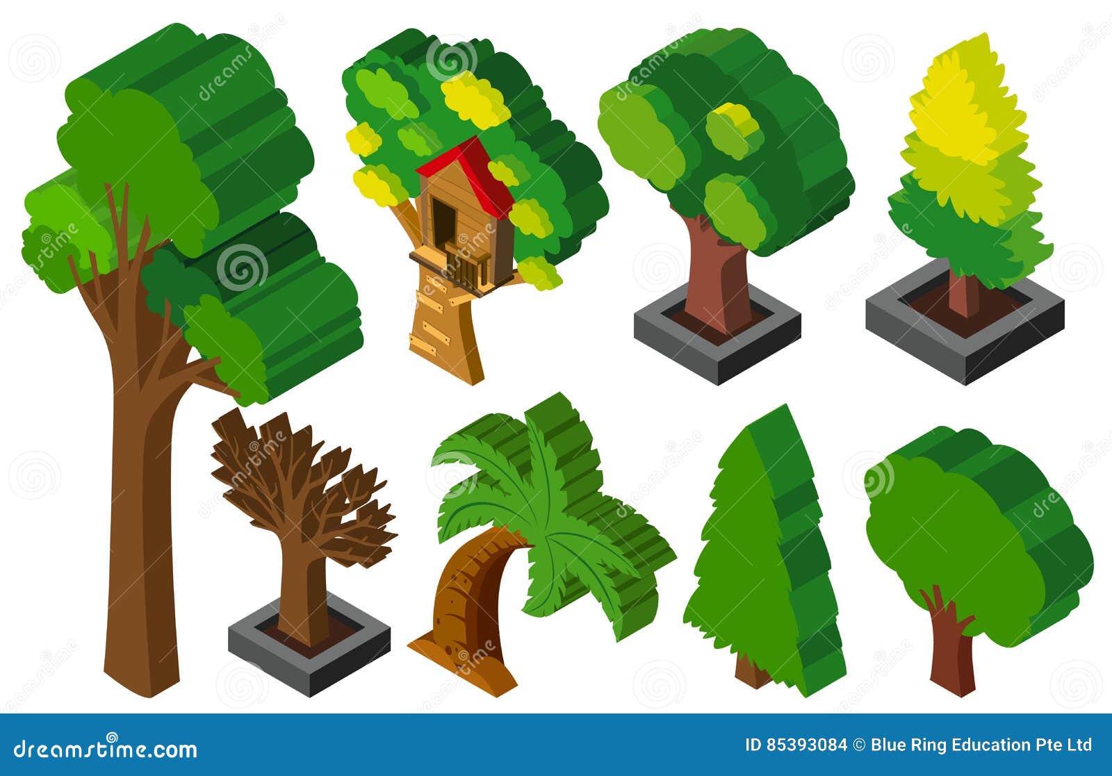 3D Design for Many Types of Trees Stock Vector - Illustration of ...