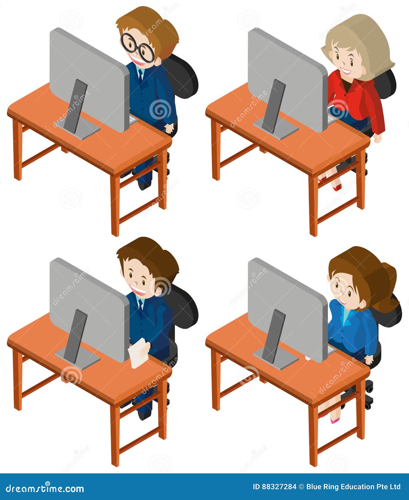 3D Design for People Working on Computer Stock Vector - Illustration of ...