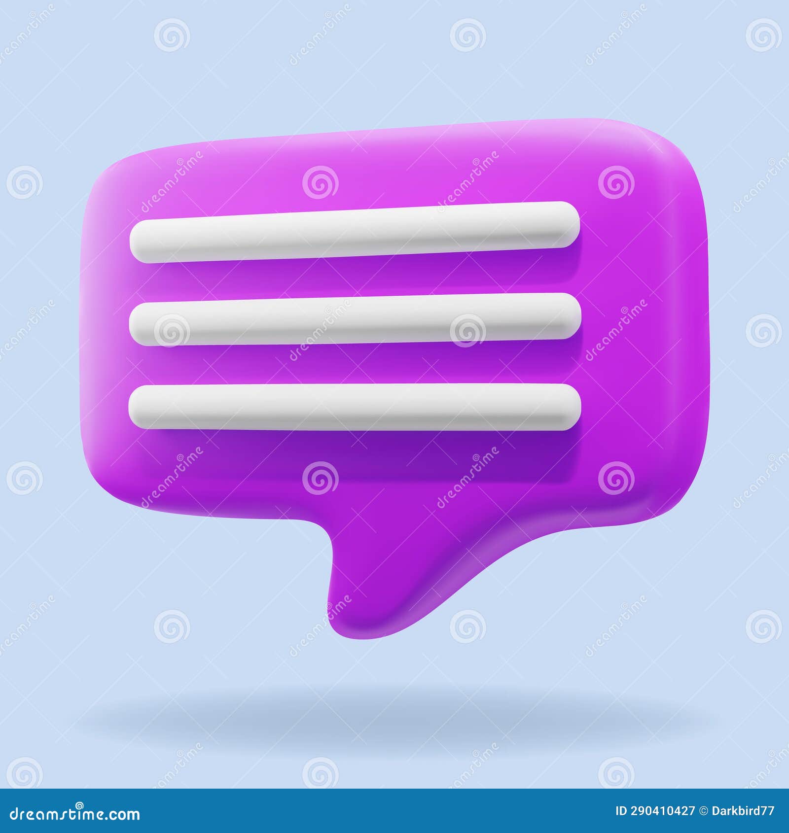 3d Design of Purple Speech Bubble Message Notification Icon Concept ...