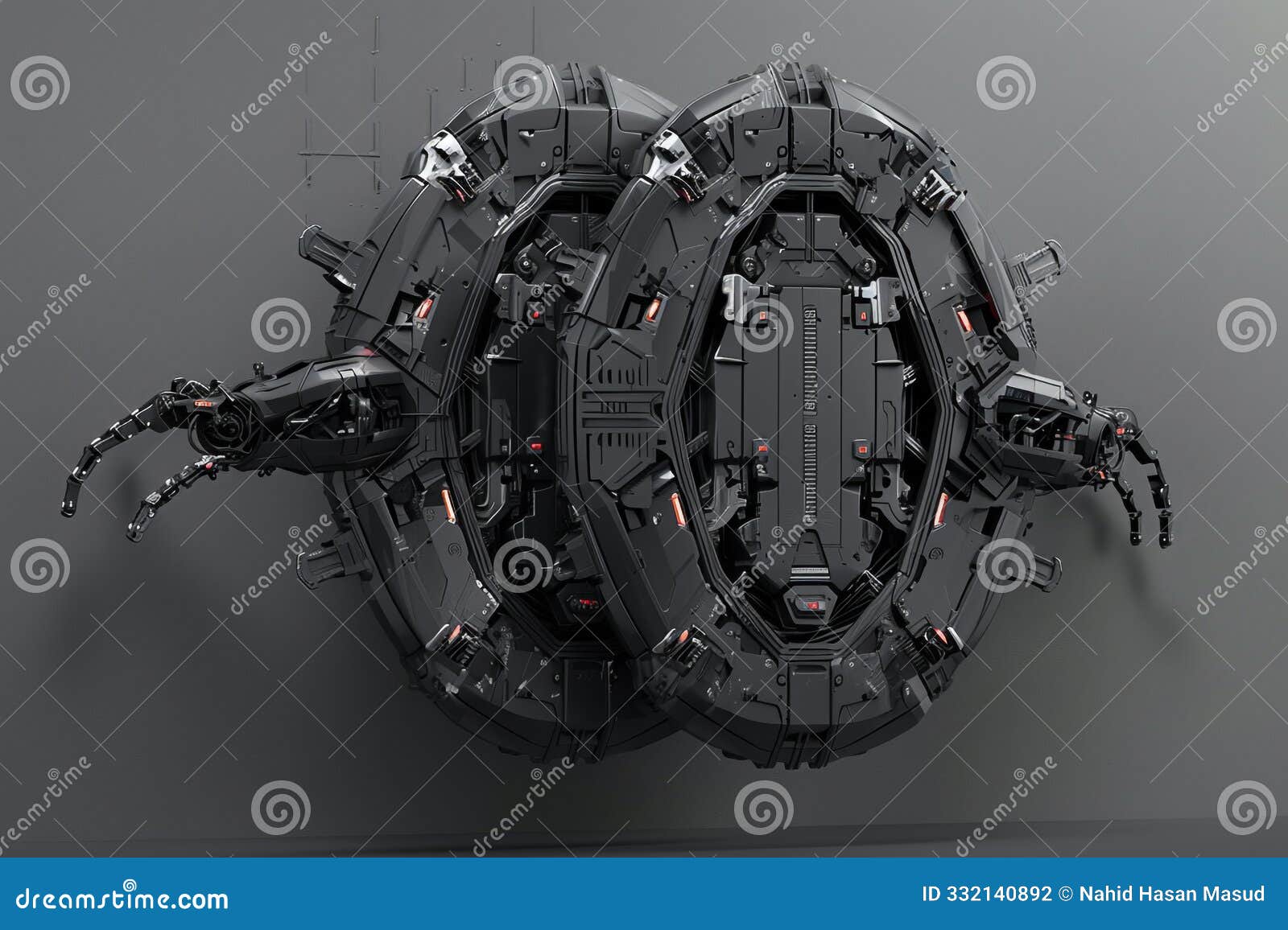 A 3D Design of a Shield with Robotic Arms that Deploy when Needed Stock ...