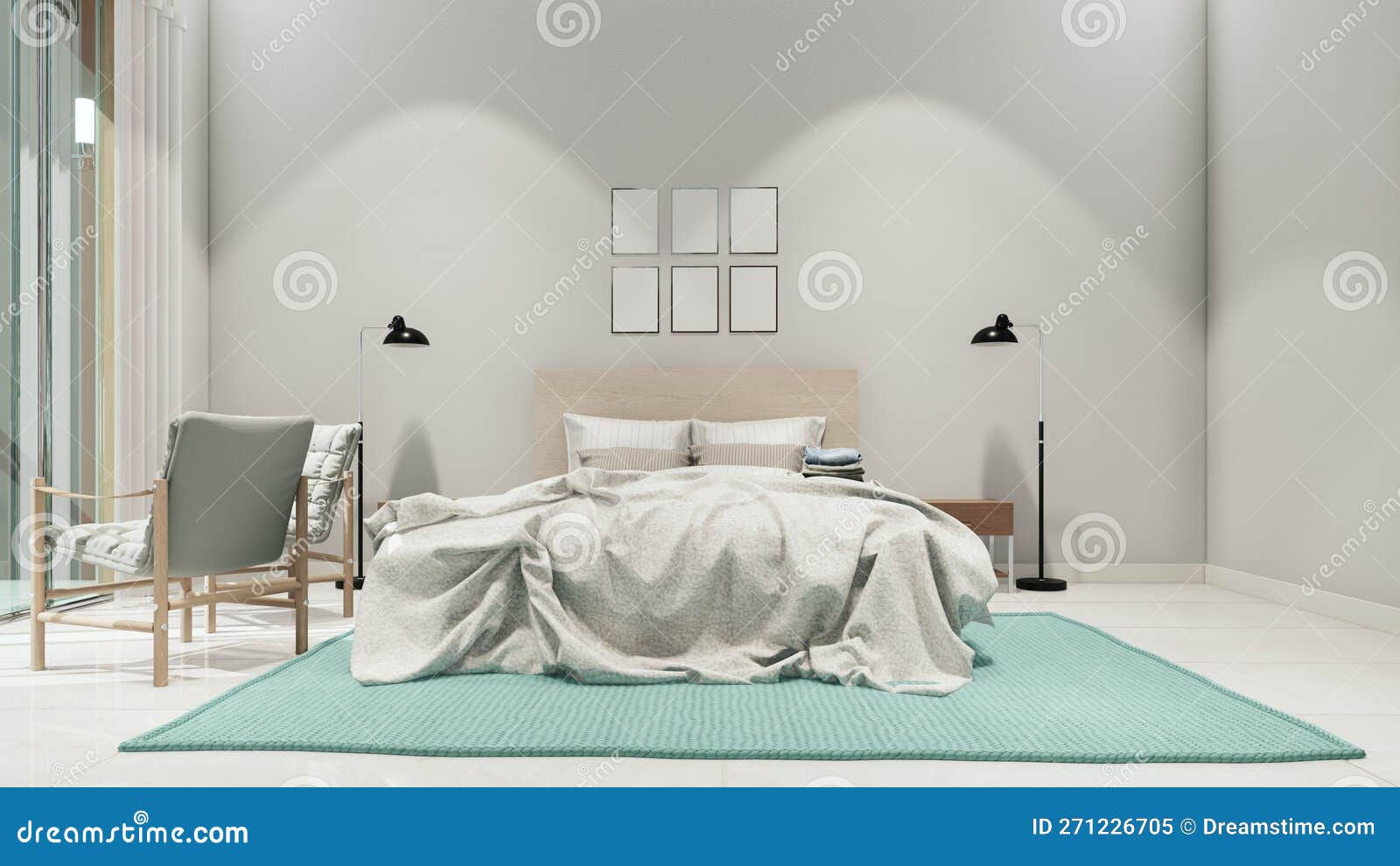 Small, Modern Sleeping Room Interior Design in Scandinavian Style Stock ...