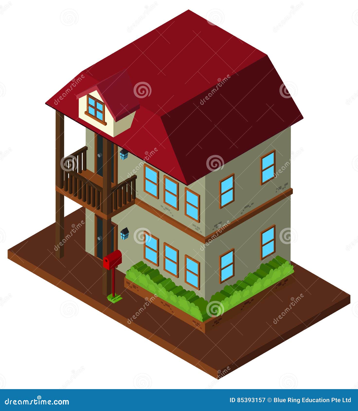 3D Design for Two Stories House Stock Vector - Illustration of clip ...