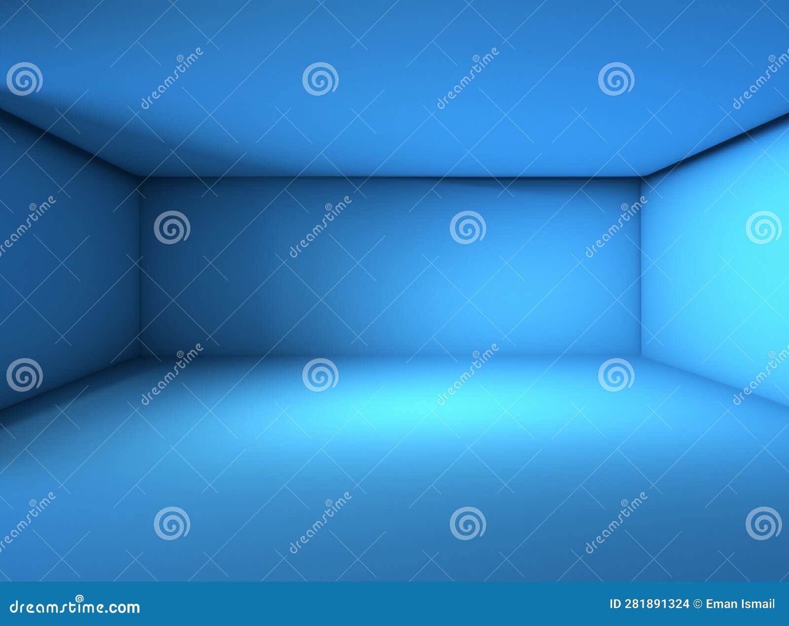 Interior Design of an Empty Blue Room 3d Stock Illustration ...