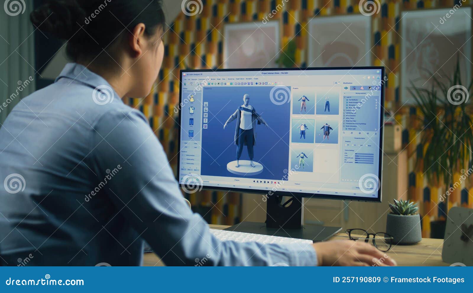 3D Designer Creating Clothes on Computer Stock Image - Image of ...