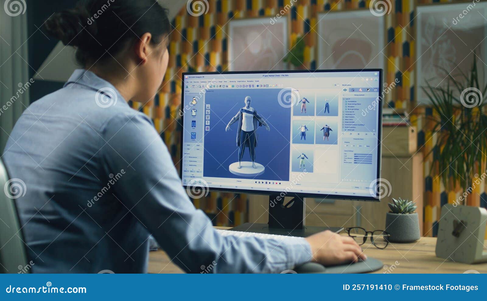 3D Designer Creating Clothes on Computer Stock Photo - Image of modern ...