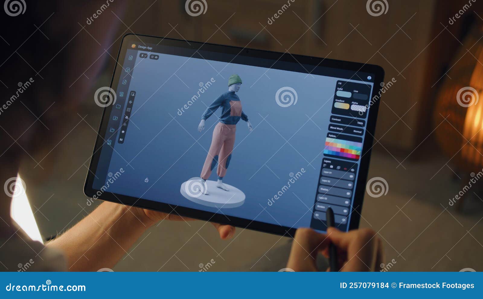 3D Designer Creating Clothes in Design App Stock Photo - Image of ...