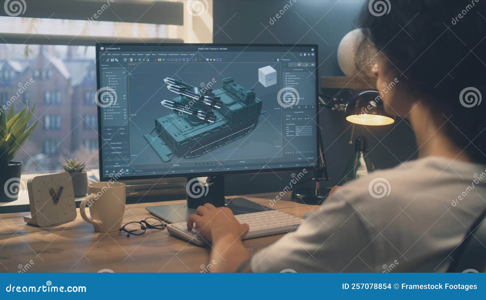 3D Designer Creating House Exterior on Pc Stock Photo - Image of house ...