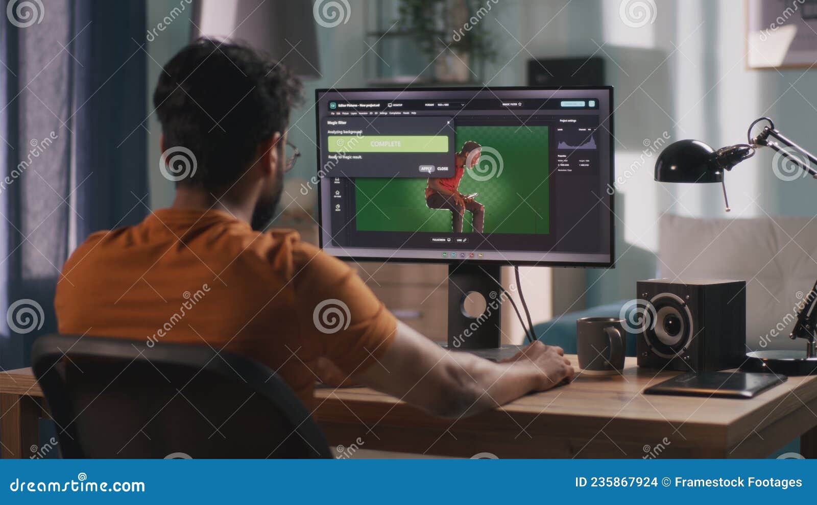 3D Designer Editing Video on Computer Stock Photo - Image of male ...