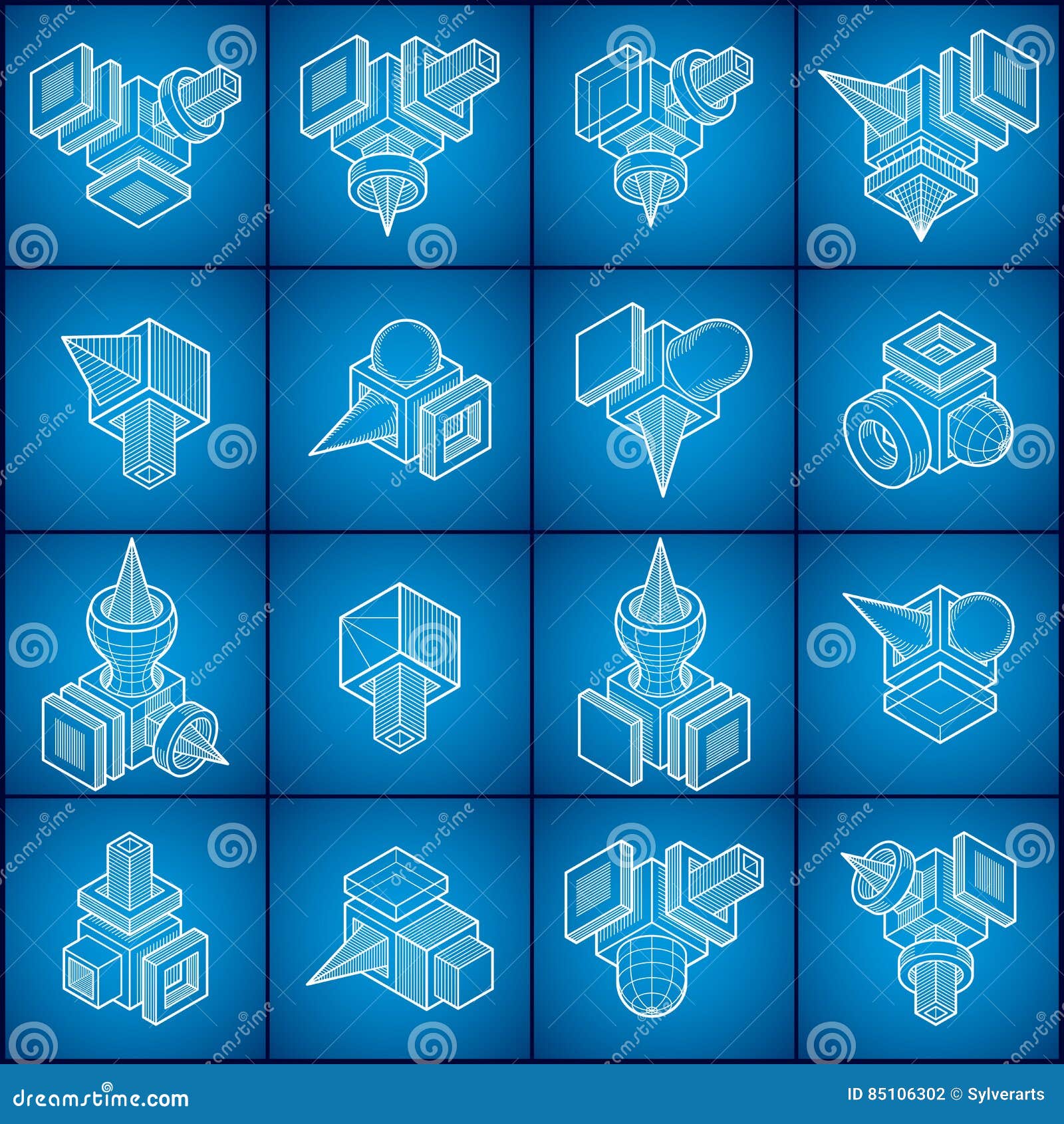 3D Designs, Abstract Vector Shapes Set. Stock Vector - Illustration of ...