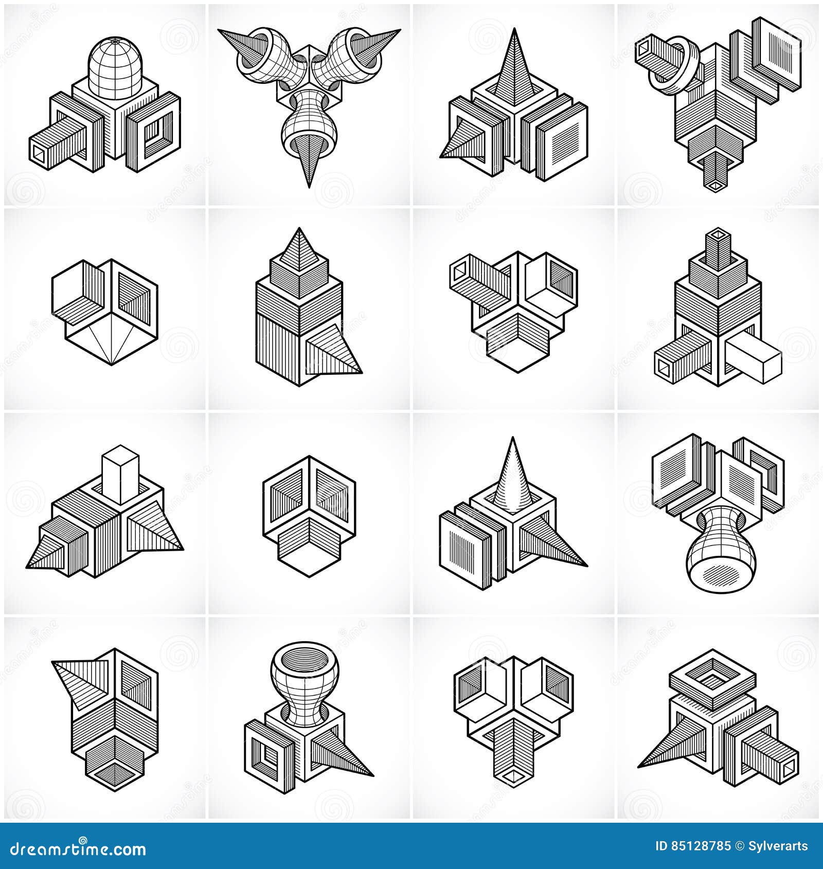 3D Designs, Abstract Vector Shapes Set. Stock Vector - Illustration of ...