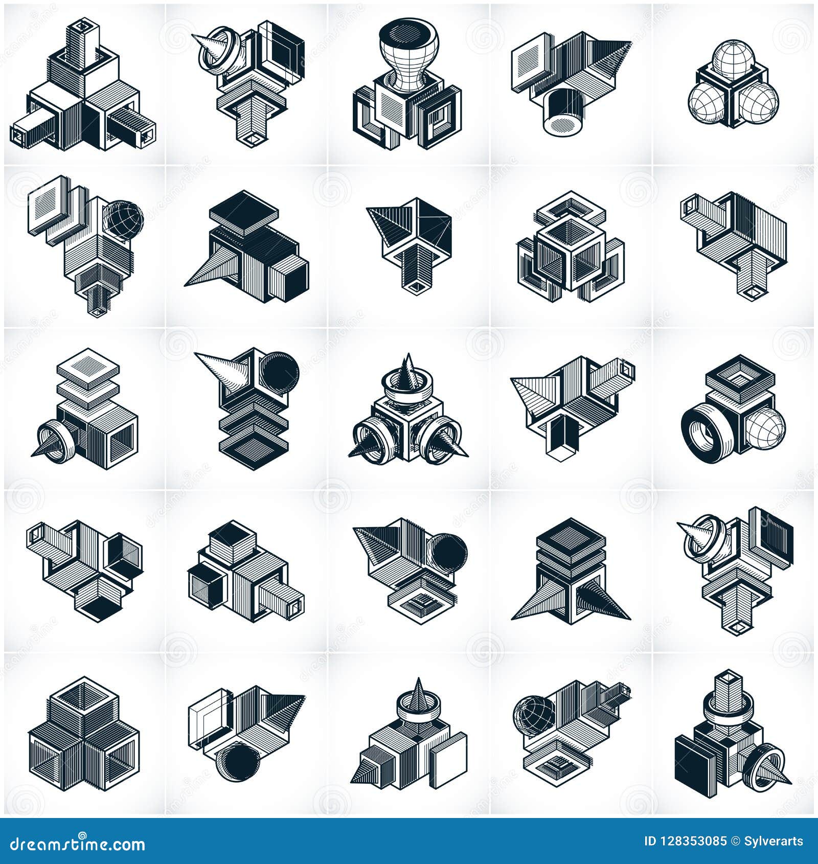 3D Designs, Set of Abstract Vector Shapes. Stock Vector - Illustration ...