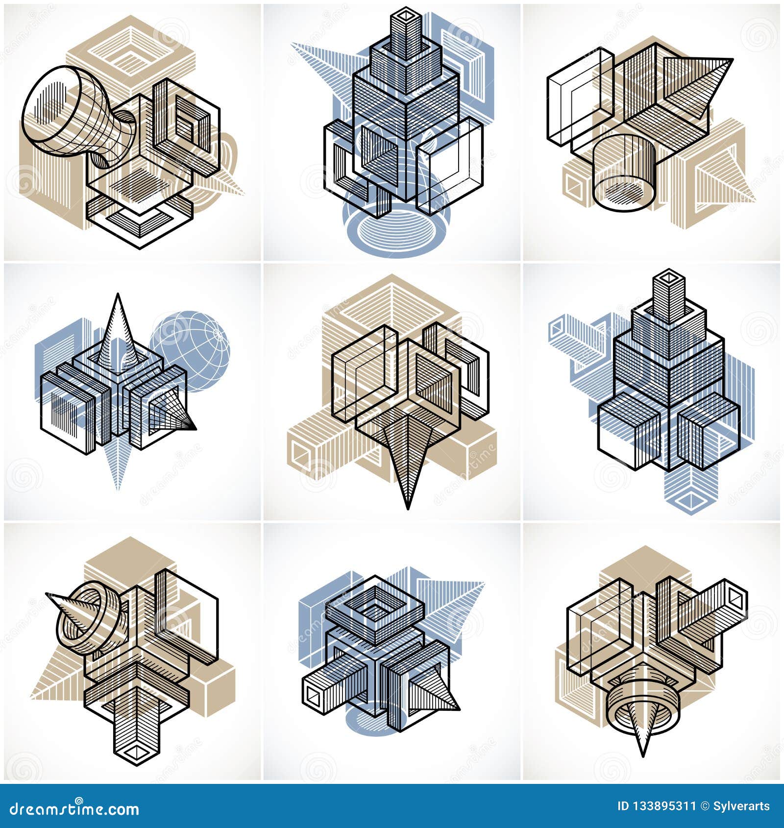 3D Designs, Set of Abstract Vector Shapes Stock Vector - Illustration ...