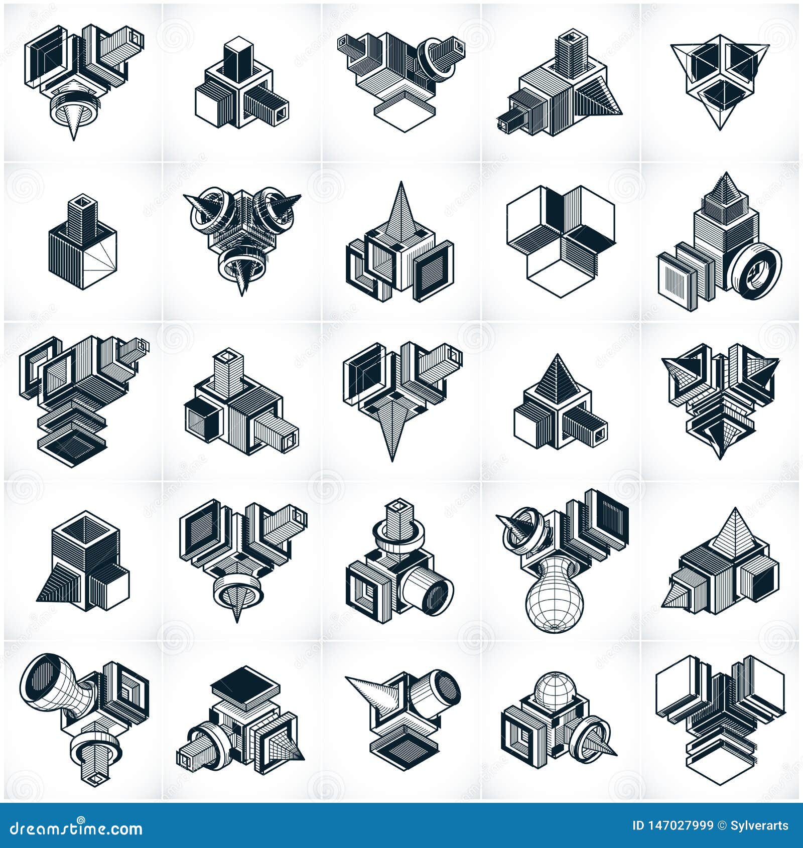 3D Designs, Set of Abstract Vector Shapes Stock Vector - Illustration ...